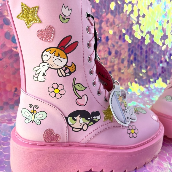 Dolls Kill | Shoes | Dolls Kill X Power Puff Girls Pink Combat Boots ...